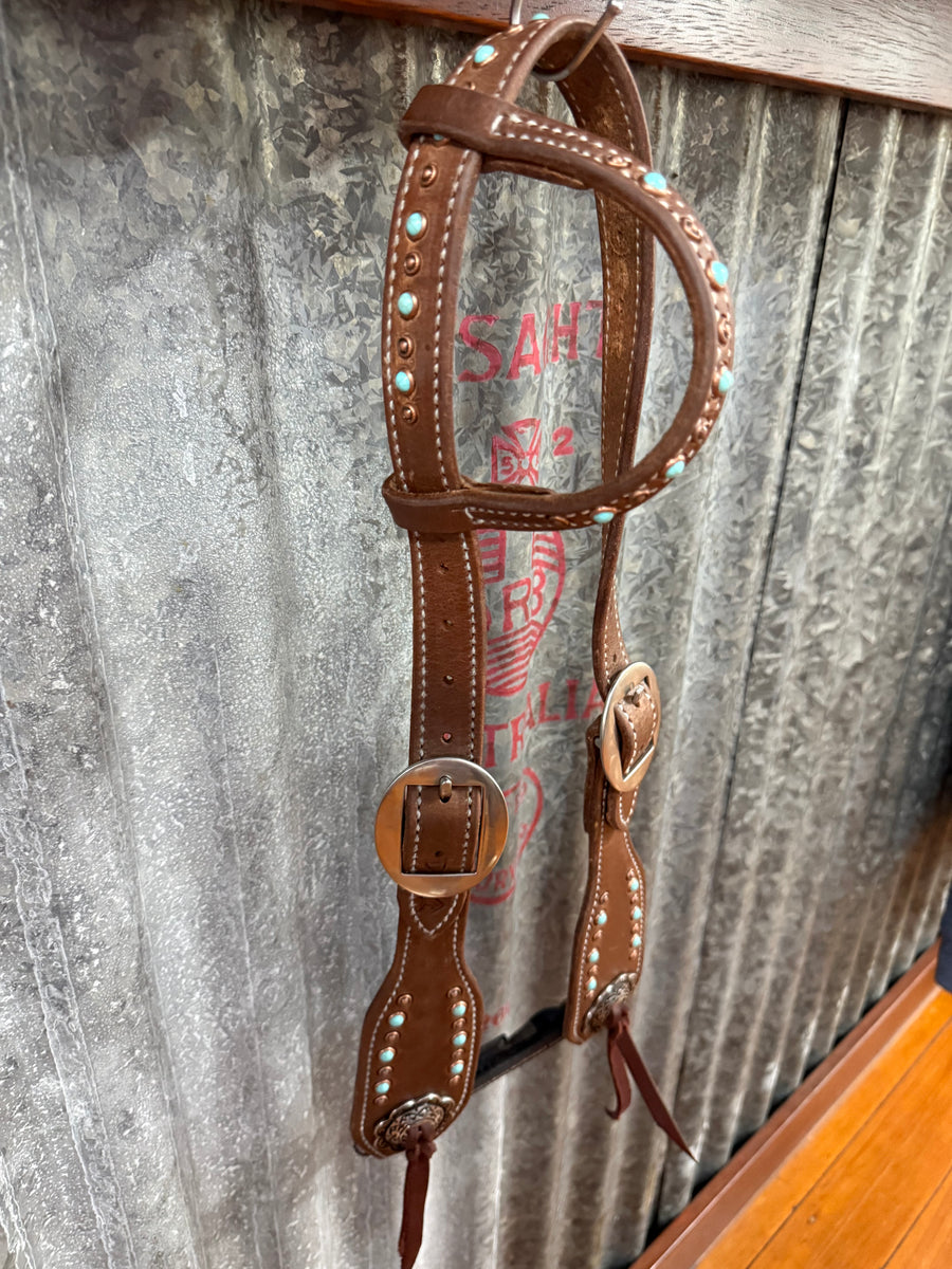 Dutton One Ear Headstall (TCCOE5) - Bronze & Turquoise – The Cowboy's ...