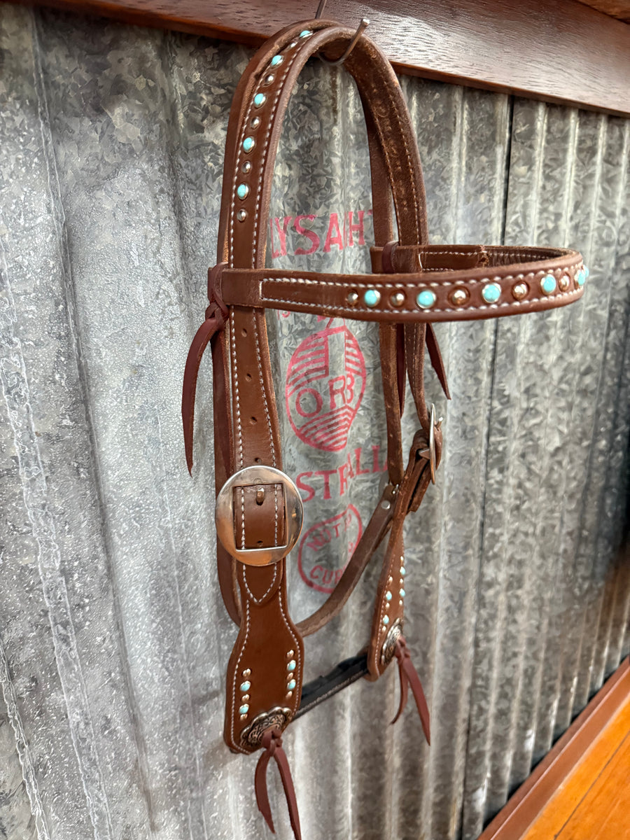Dutton Browband Headstall (TCCSB-4) - Bronze & Turquoise – The Cowboy's ...