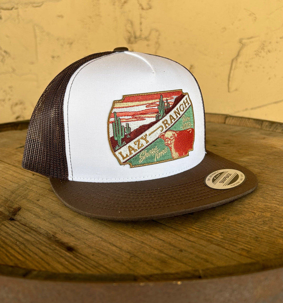 Lazy J Ranch Wear Cap - White & Brown Show Time – The Cowboy's Closet