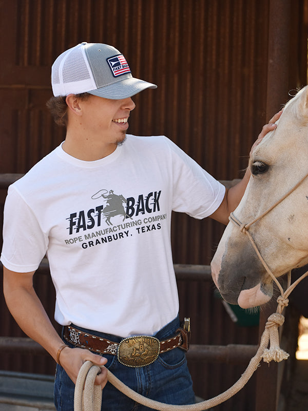 Fast Back Ropes - Retro Tee (White) – The Cowboy's Closet